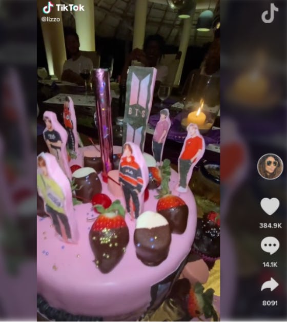 Lizzo's BTS Birthday Cake For Her Sister Vanessa Is Dynamite