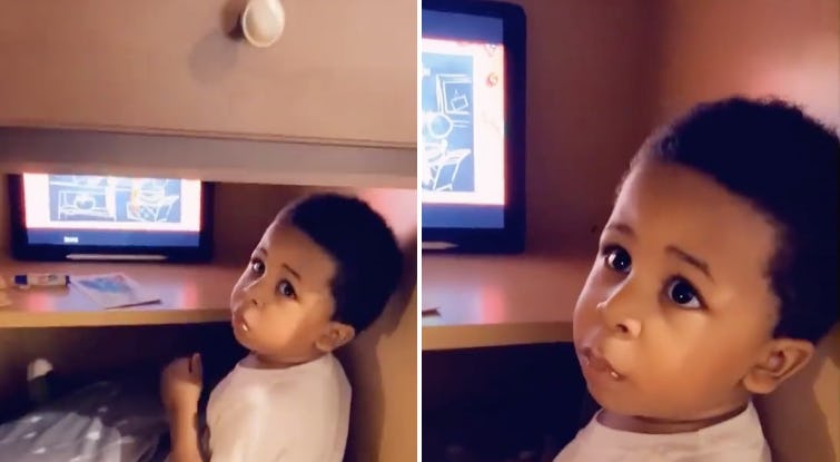 Toddler's Secret Hiding Space For Crackers & Cartoons Goes Viral