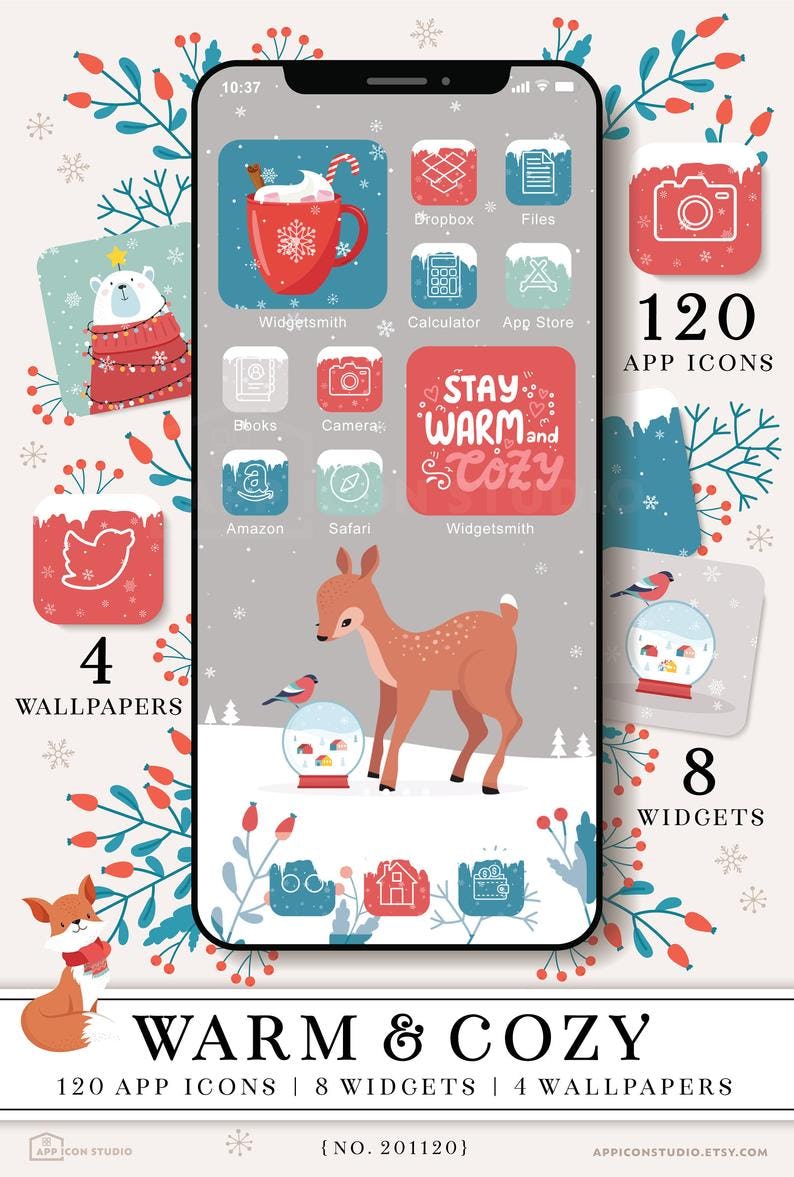These 22 Winter iOS 14 Home Screen Ideas Feature Cool Tones & Cozy Vibes