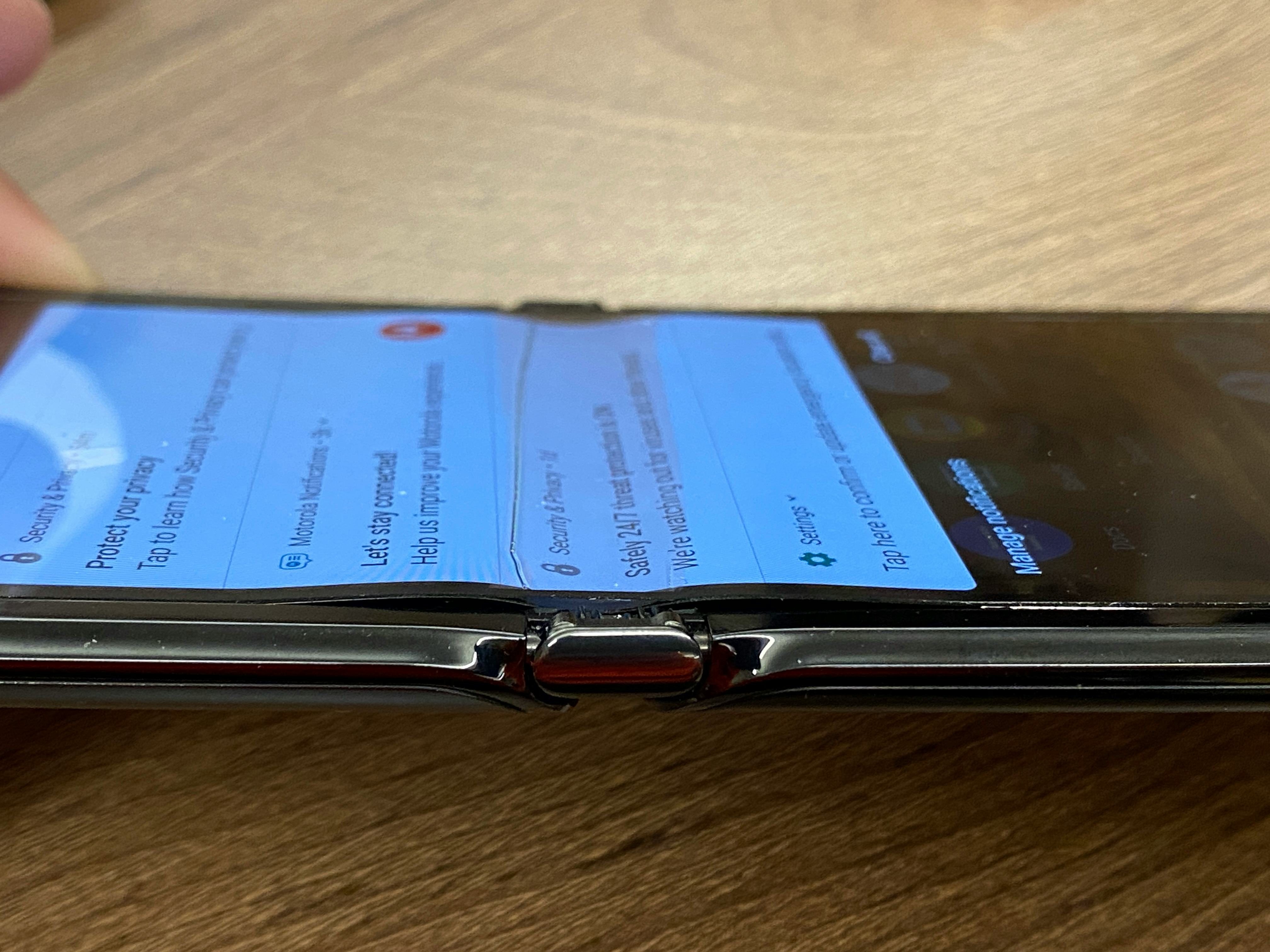 Our Motorola Razr's display is already breaking and peeling at the fold