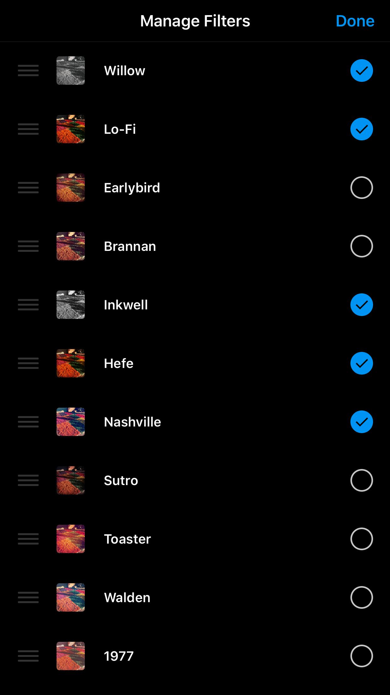 How To Organize Your Instagram Filters List, So Your Go-To Is Up Front