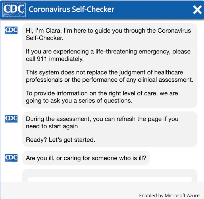 CDC launches Coronavirus Self-Checker chatbot with the help of Microsoft