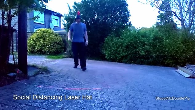 This 'social distancing hat' projects a six-foot circle around the wearer