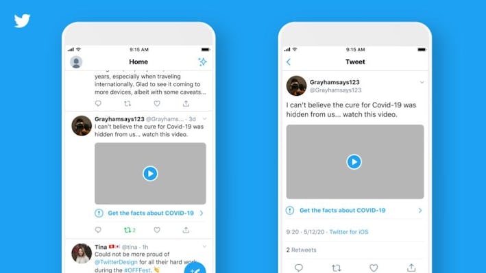 Twitter now labels misleading COVID-19 tweets