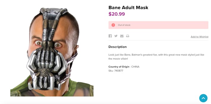 The Bane mask is booming because of COVID-19