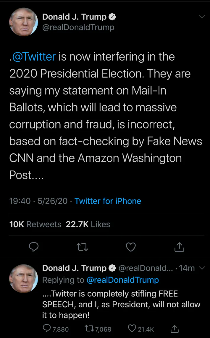 Trump finally gets slapped with one of Twitter's misinformation labels ...
