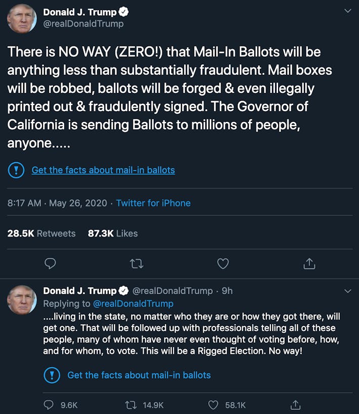 Trump finally gets slapped with one of Twitter's misinformation labels ...
