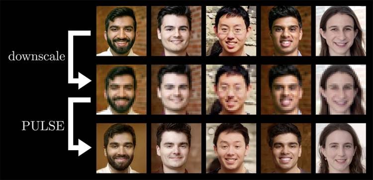 This AI generates realistic human faces from pixelated images