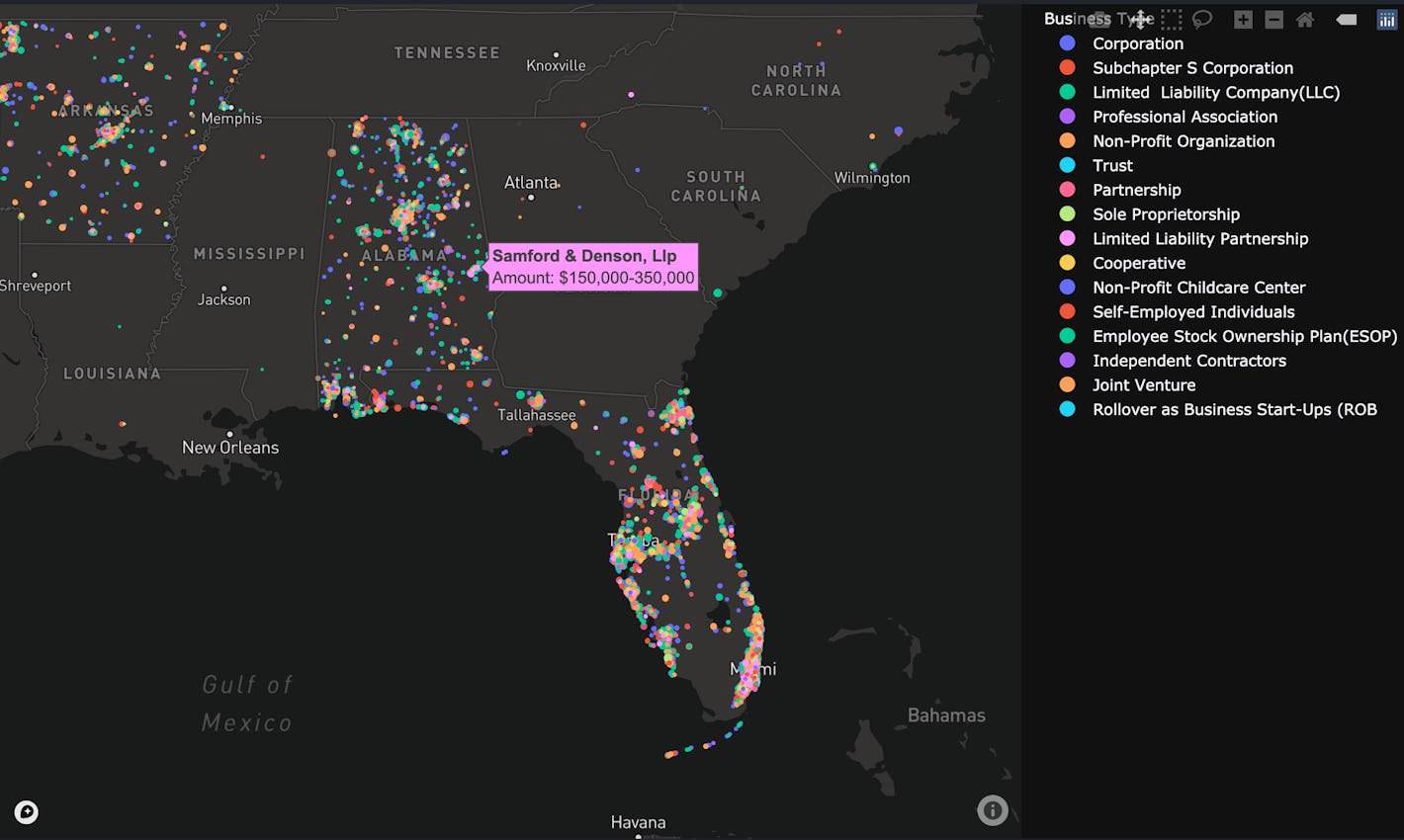 This map tracks where the U.S. handed out PPP loans
