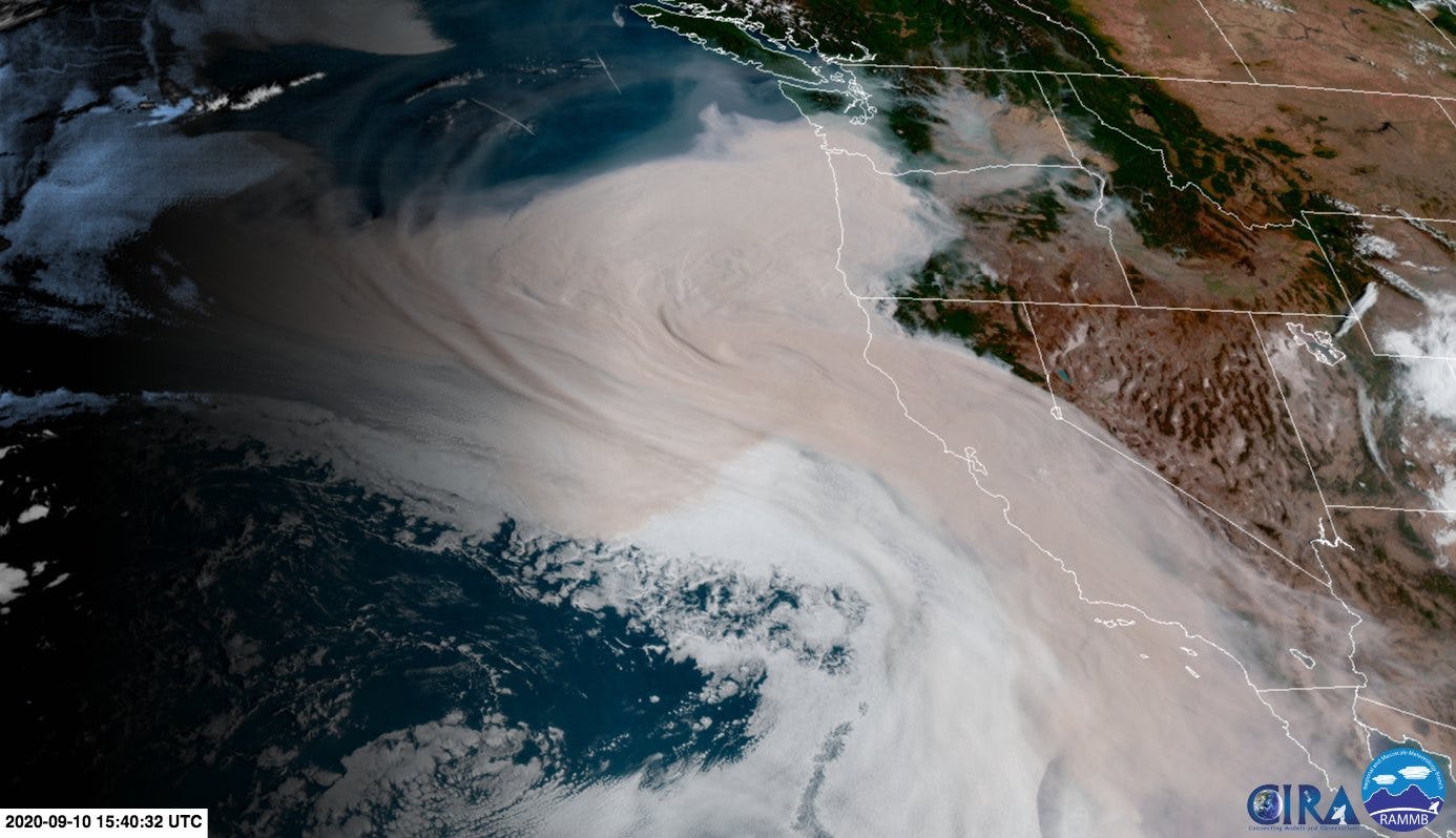 A harrowing look at west coast wildfires from space