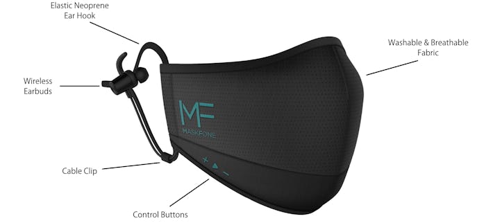 This smart face mask pairs with your phone and has built-in earbuds