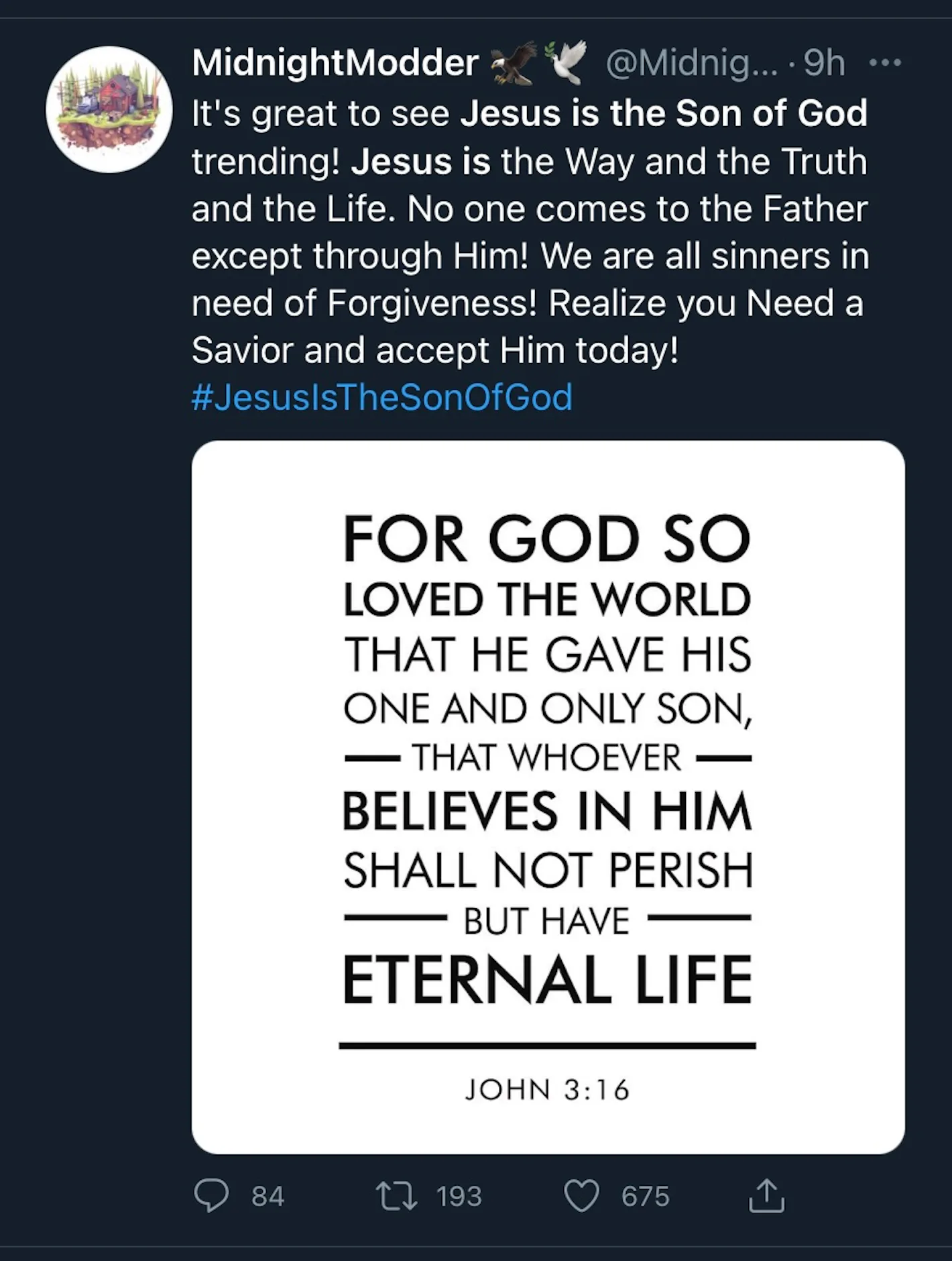 Twitter is promoting a few thousand tweets about Jesus right now