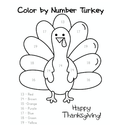 9 Cute Thanksgiving Color By Number Sheets You Can Print For Free Or Buy
