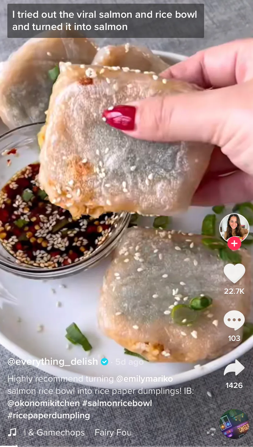 TikTok's Viral Salmon Rice Bowl Recipe Hacks Include Rice Paper Dumplings