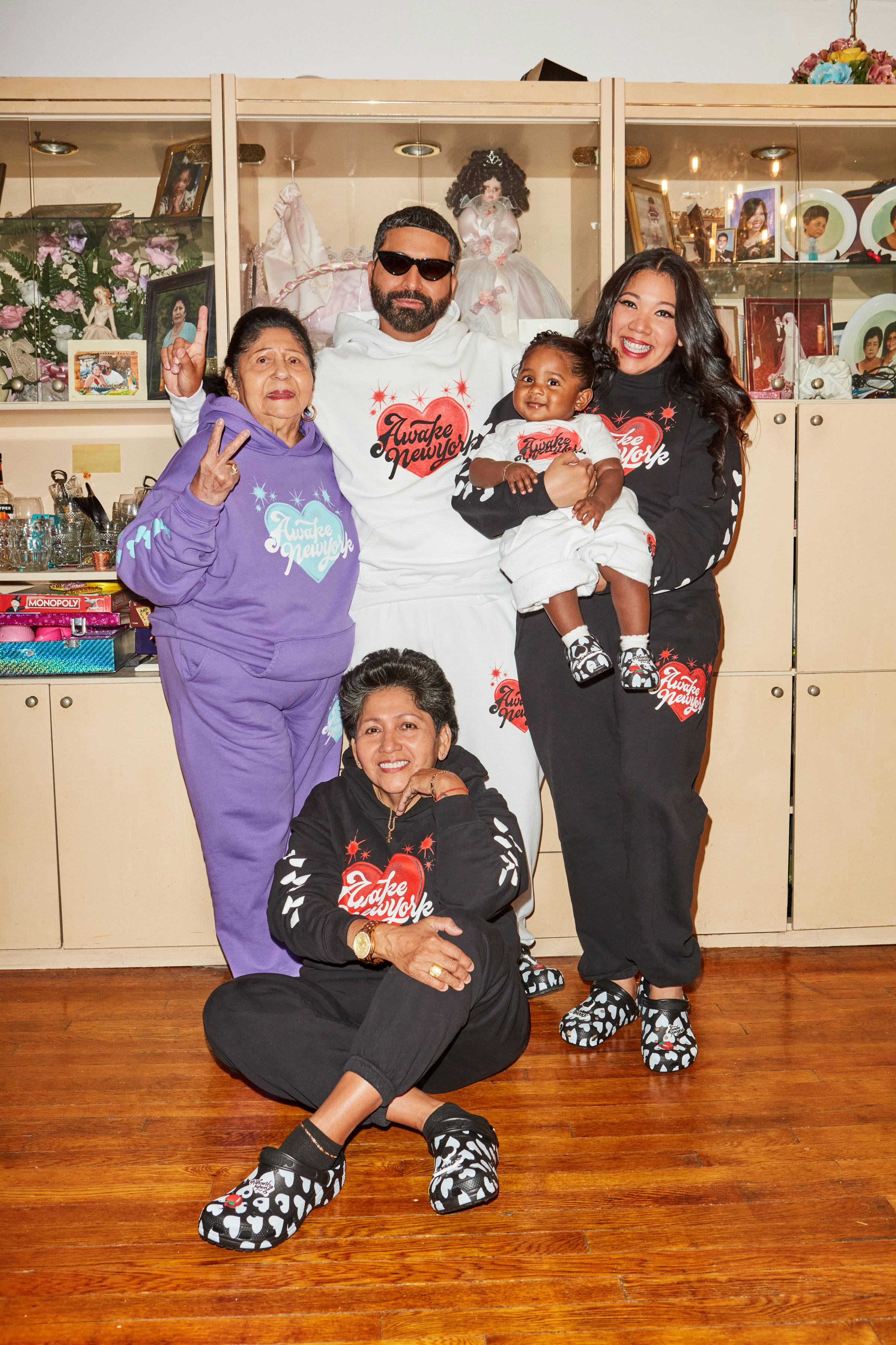 Awake NY’s Crocs are covered in hearts and come with a matching sweatsuit