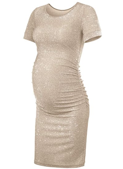 10 Sparkly Gold Maternity Dresses For Weddings, Parties, & More