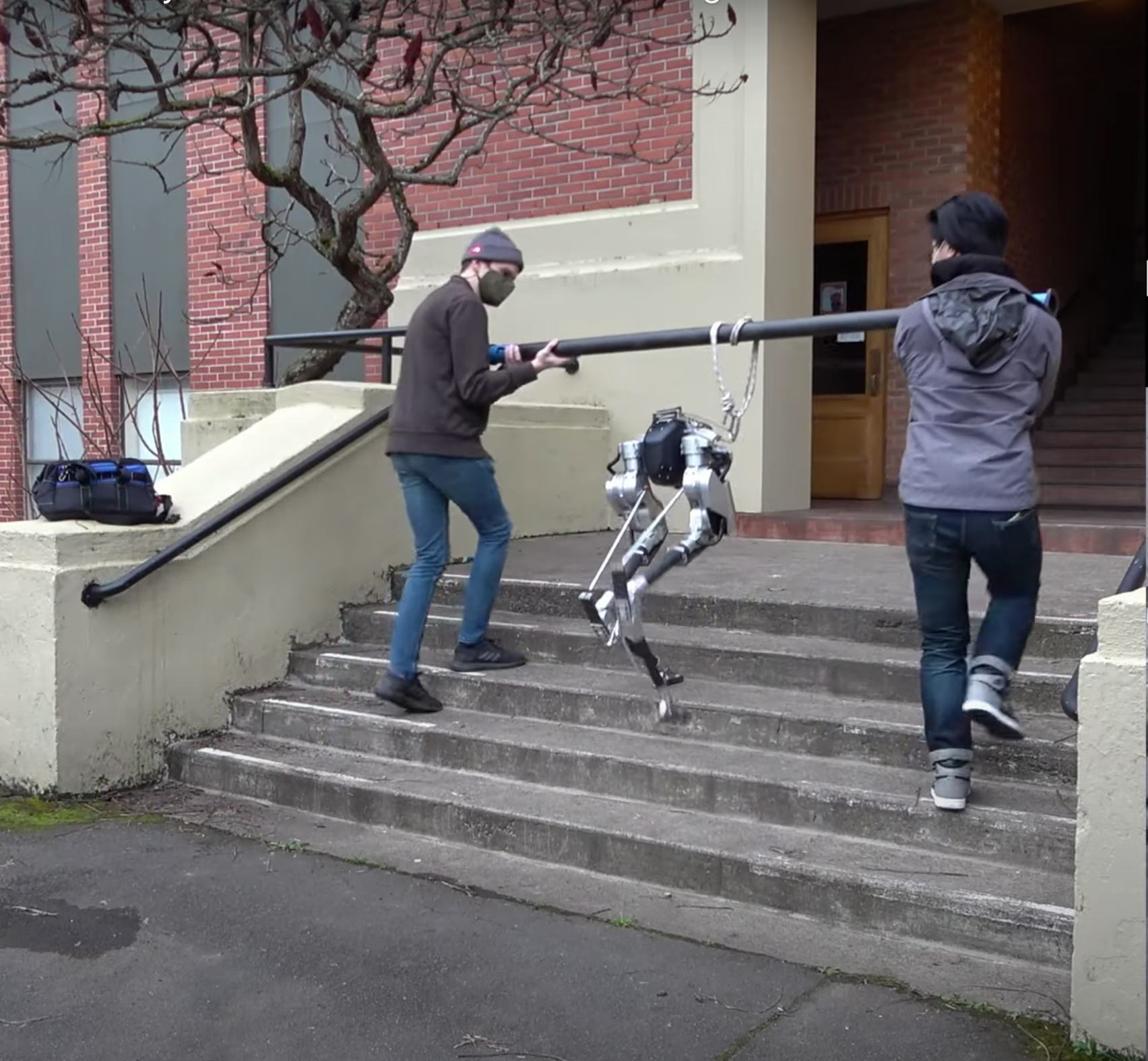 Watch this sightless bi-pedal robot walk down stairs flawlessly