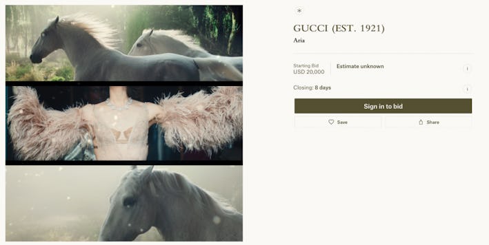 Gucci joins NFT craze with a digital art piece that starts at $20,000