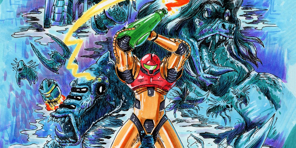 Look: 10 stunning hand-drawn images from a new Metroid guide