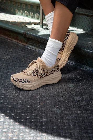 Hoka made an awesome chunky running shoe full of leopard and croc prints
