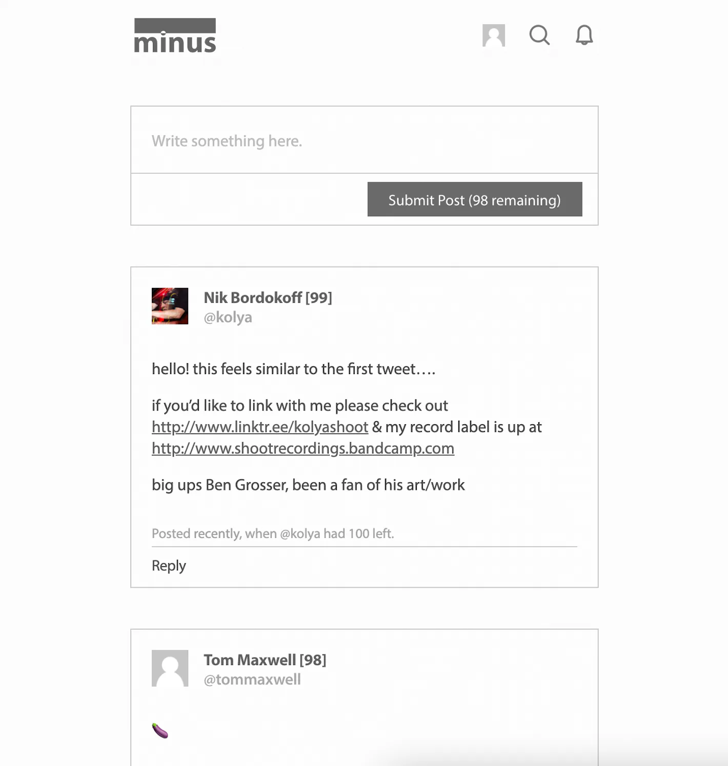 Minus is the anti-Twitter that grants you 100 posts for life
