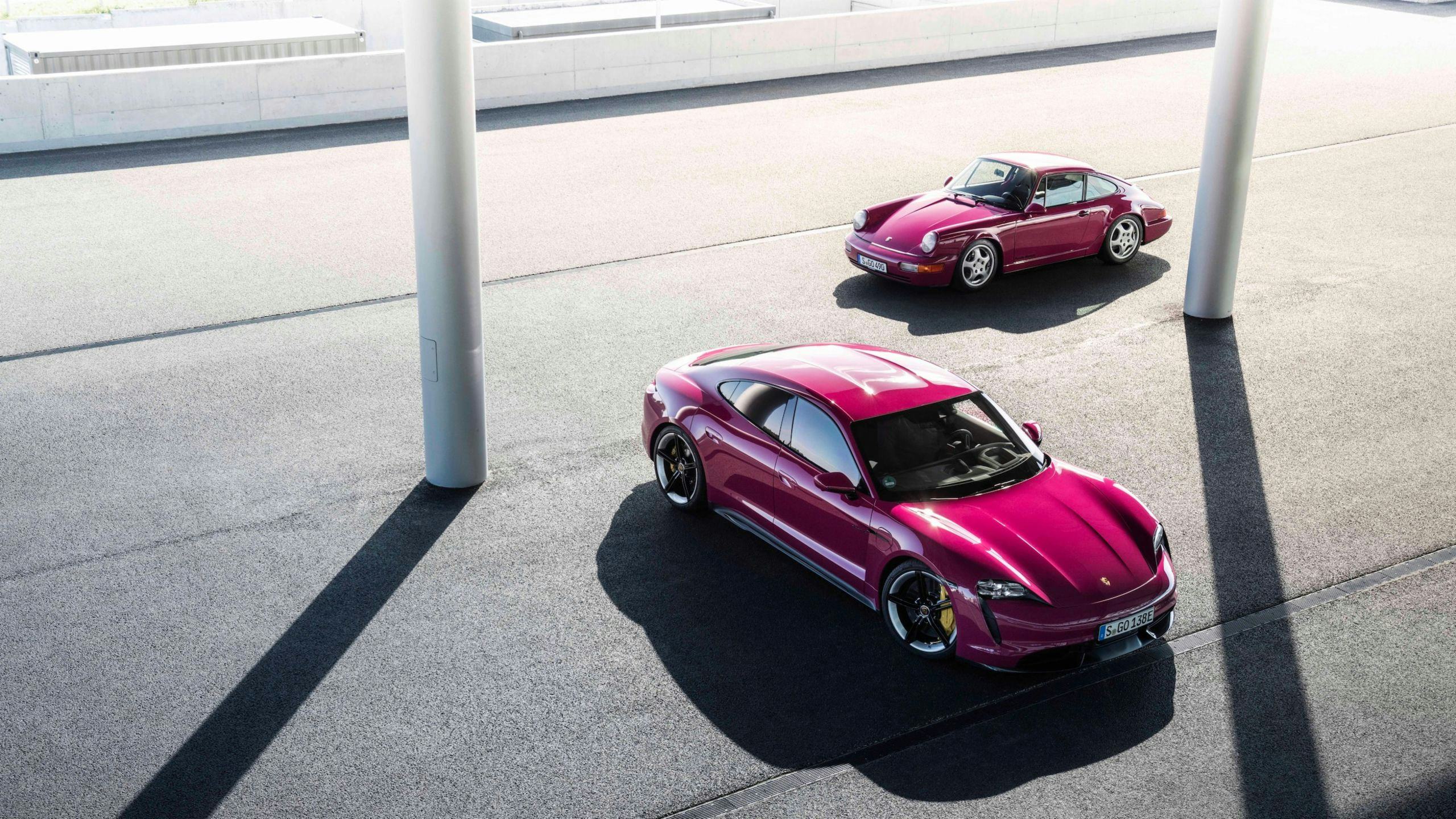 Porsche's very pink new electric Taycan can park by itself