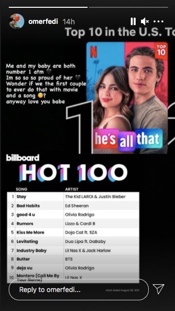 Omer Fedi’s Instagram About Addison Rae’s Netflix Debut Is So Supportive