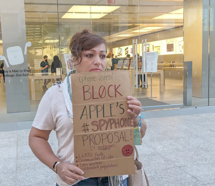 Activists protest Apple's photo-hashing leading up to iPhone 13 event