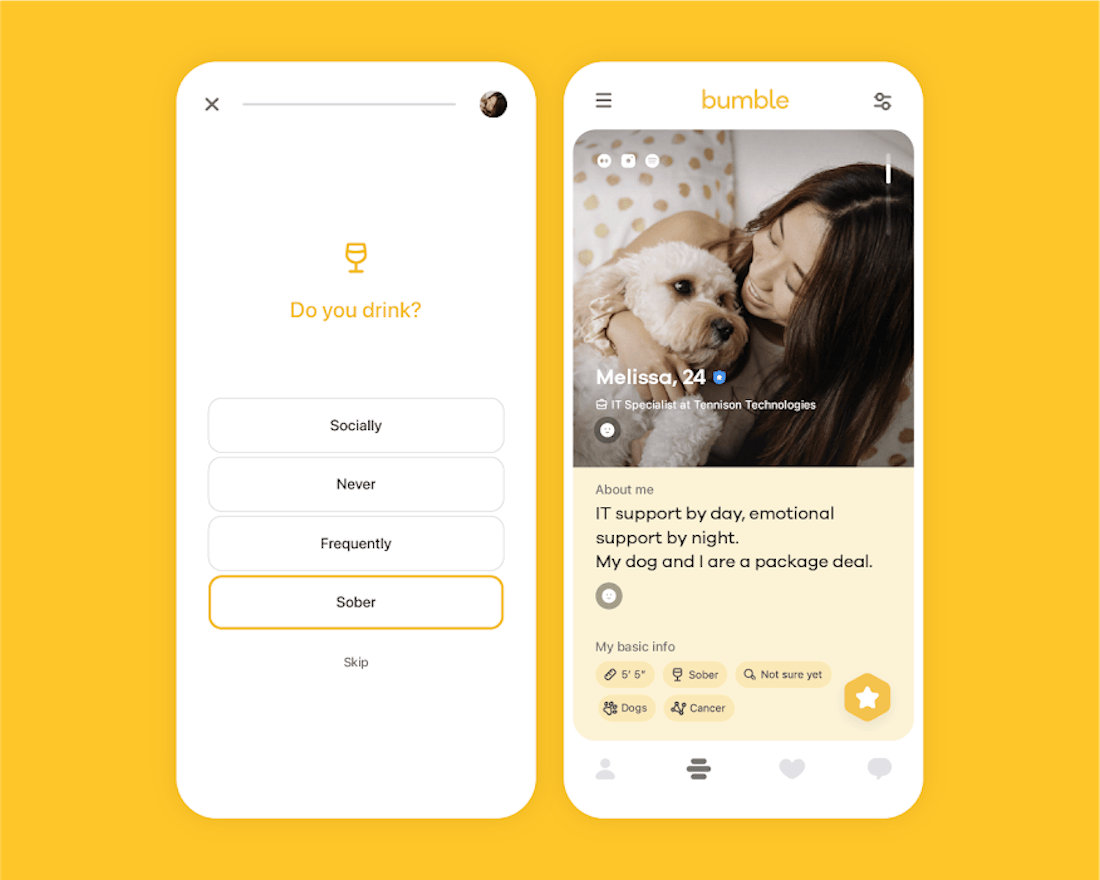 Bumble Will Allow Users To Add A “Sober” Badge To Their Profile