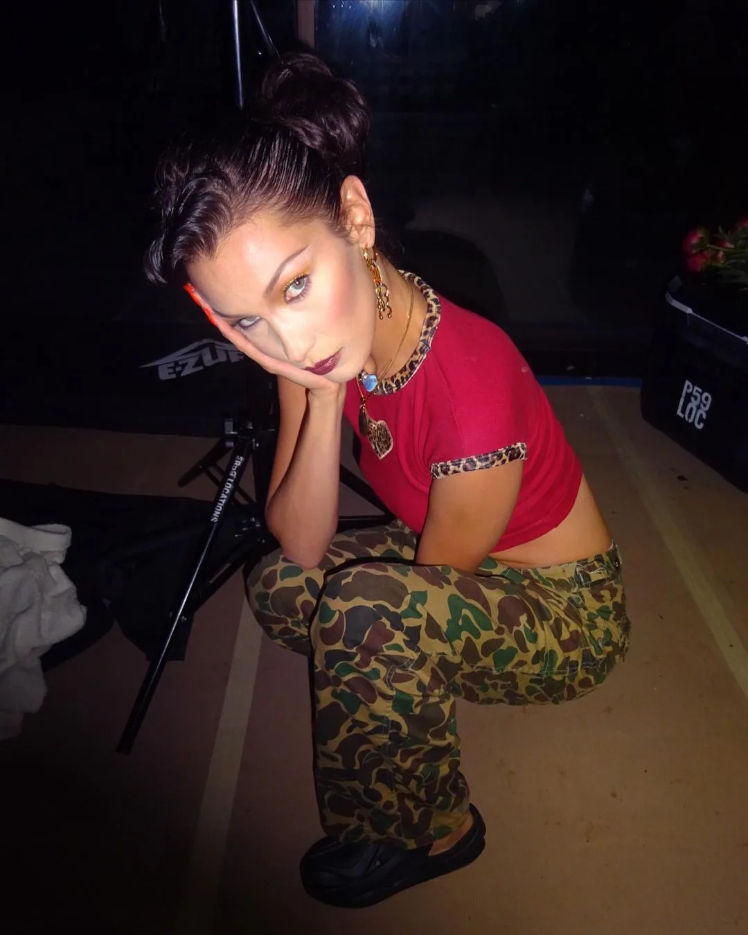 Bella Hadid is a ‘90s Mall Dream in Leopard and Camo