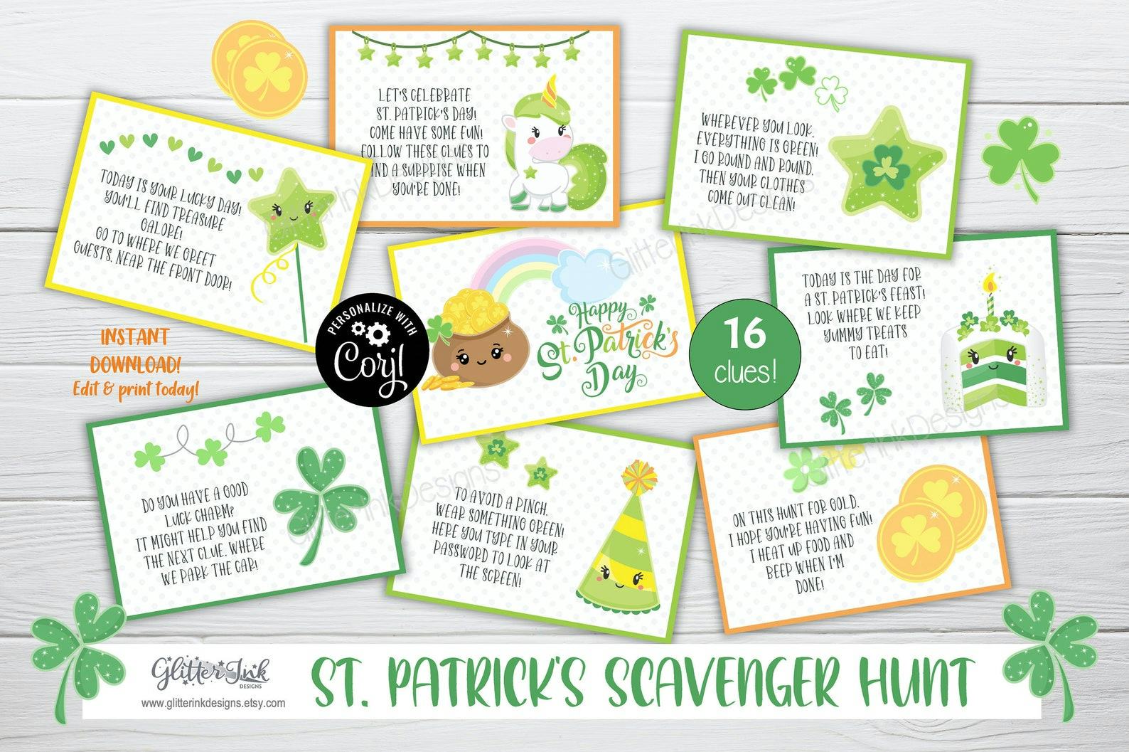 St. Patrick's Day Scavenger Hunt Clues & Ideas For Kids