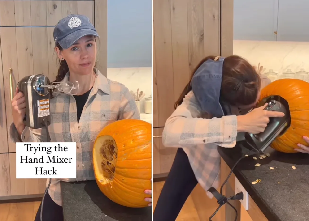 Jennifer Garner Tries Viral Pumpkin-Carving Hack In Funny Instagram Video