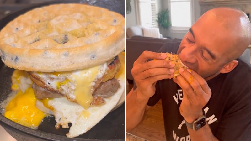 Matt James' Blueberry Waffle Breakfast Sandwich Deserves A Rose