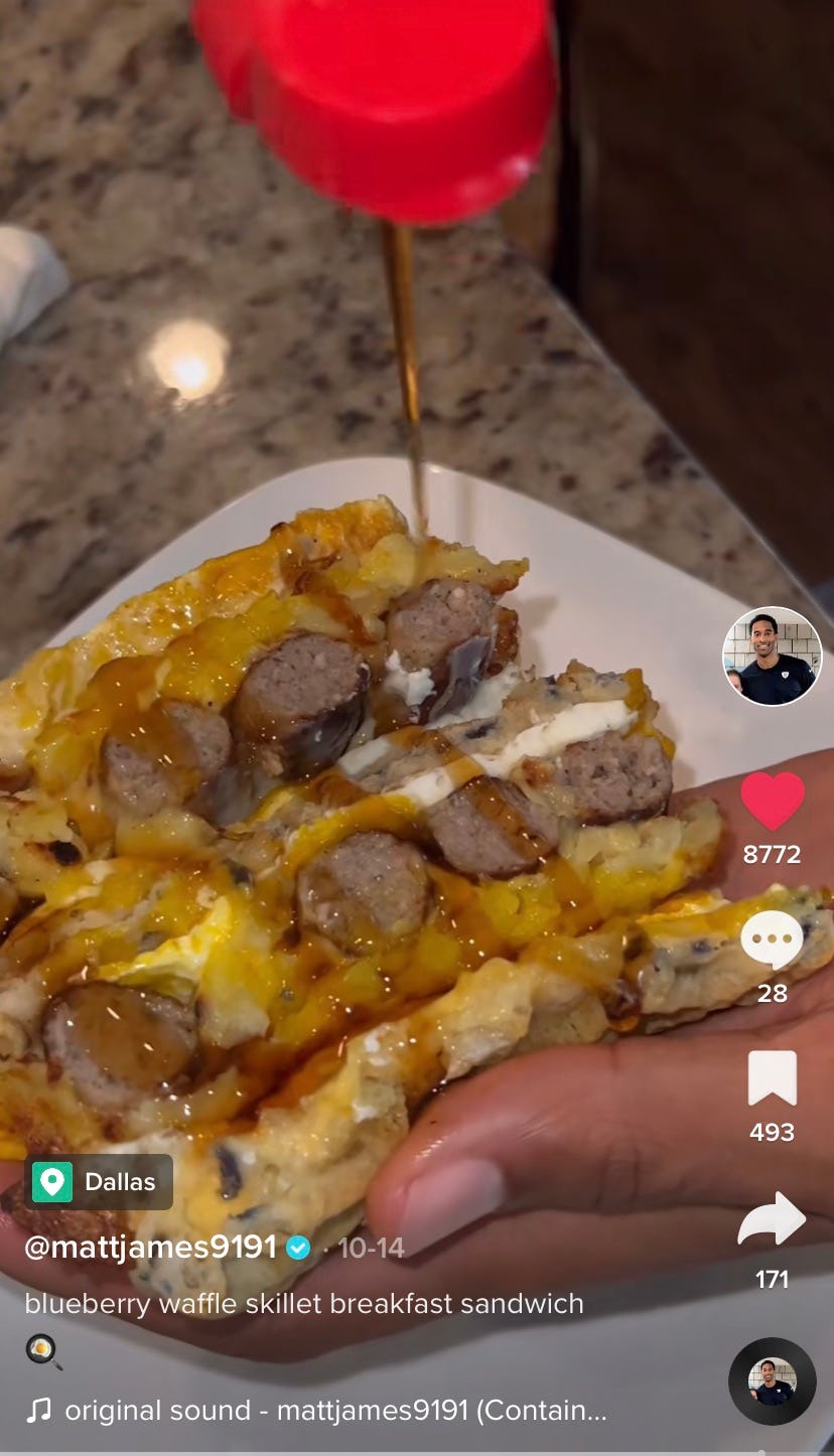 Matt James' Blueberry Waffle Breakfast Sandwich Deserves A Rose