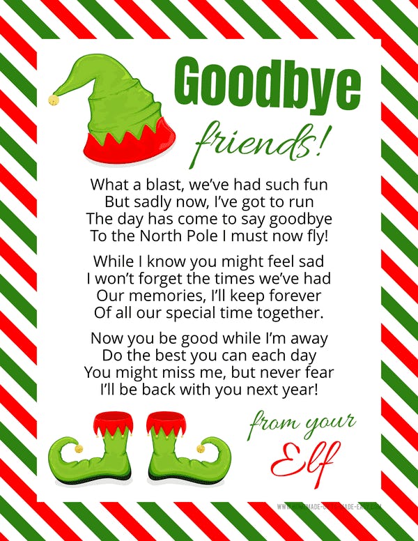 11 Elf On The Shelf Goodbye Letters To Help You Say TTFN To Your EOTS