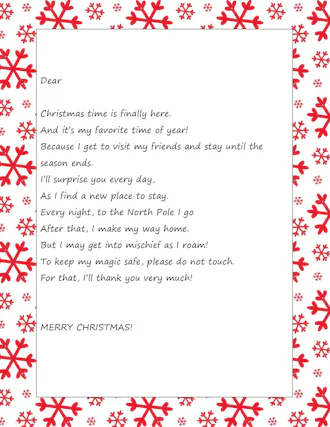 12 Free Elf On The Shelf Welcome Letters