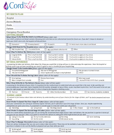 14 Free, Printable Birth Plan Templates For Every Kind Of Delivery