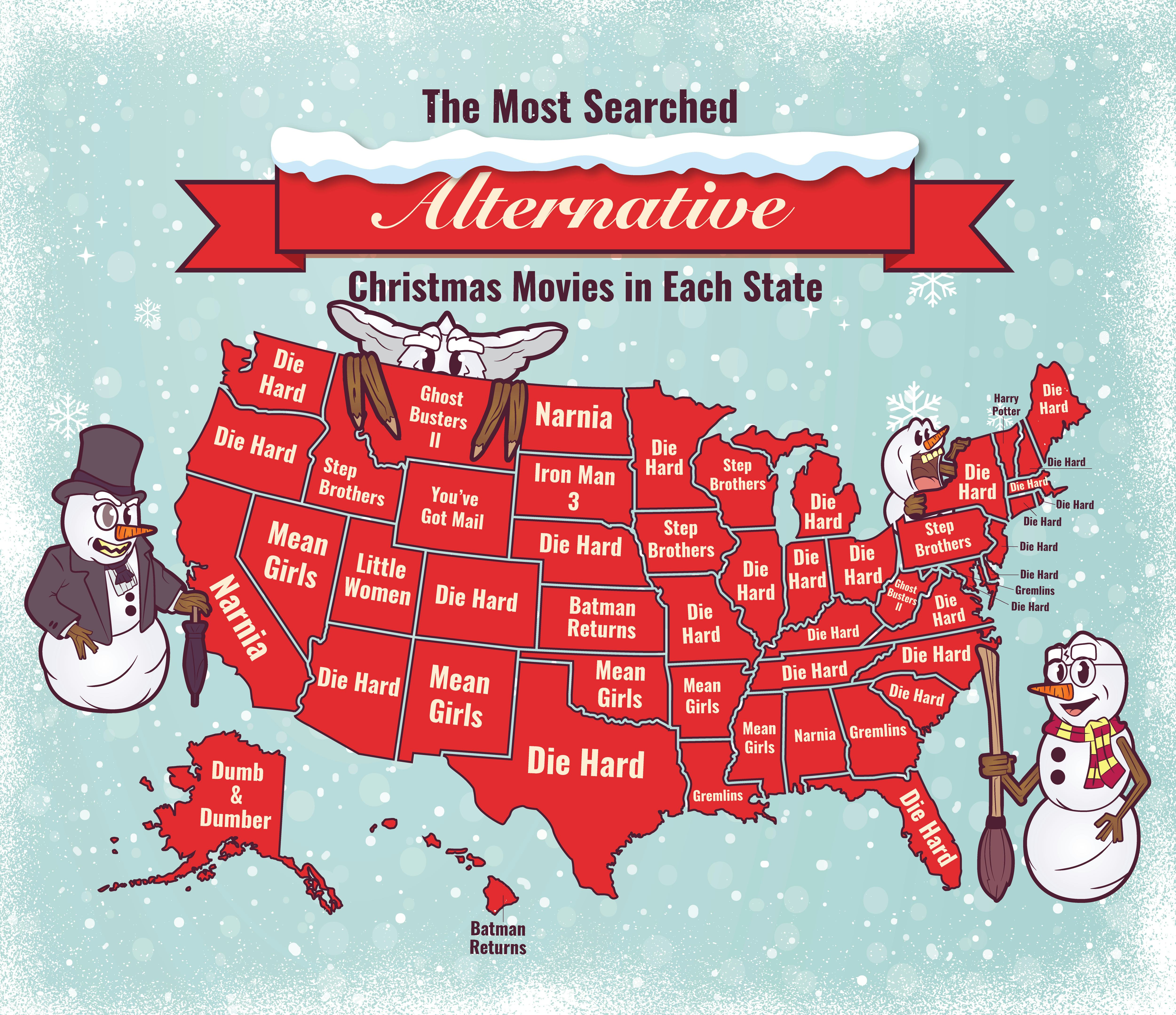 This Map Shows Each State's Favorite "Unconventional" Christmas Movie ...