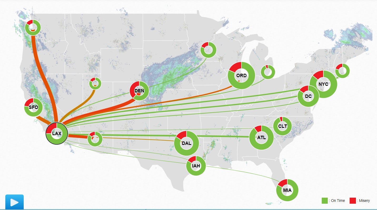 FlightAware's Live Flight Tracker Creates A “Misery Map” Of Flight Delays
