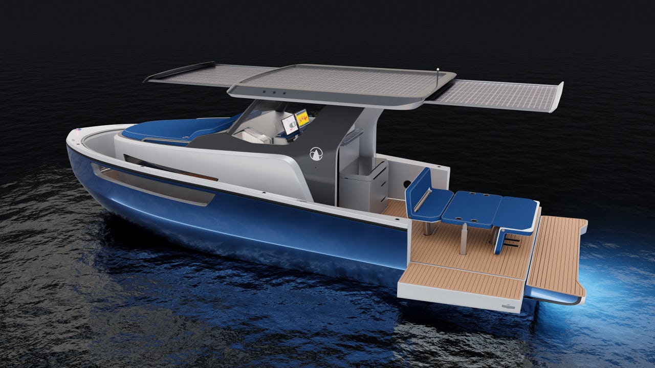 This solar-assisted electric speedboat is backed by a former Tesla exec