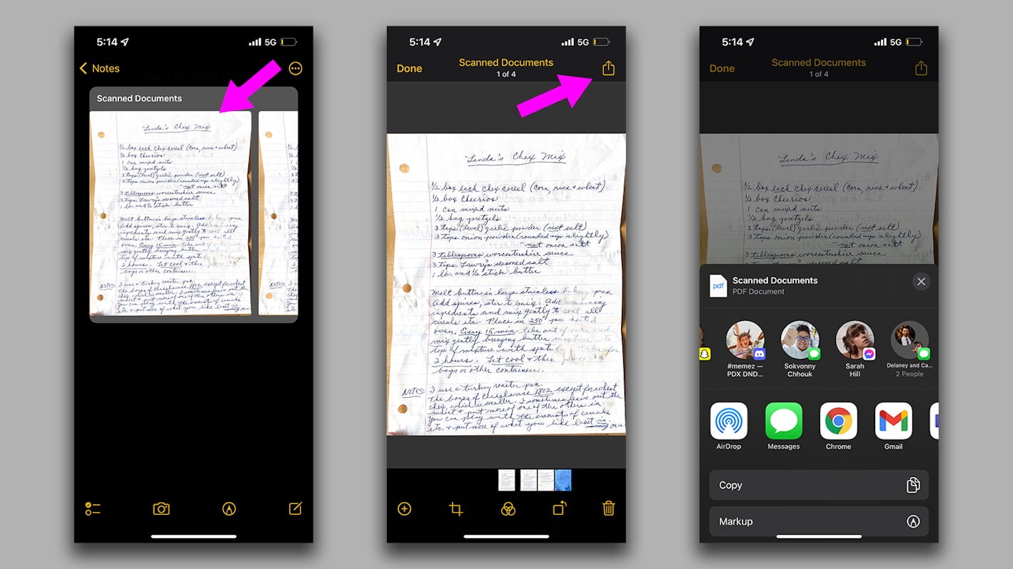 How to scan documents as PDFs directly into the Notes app on iOS