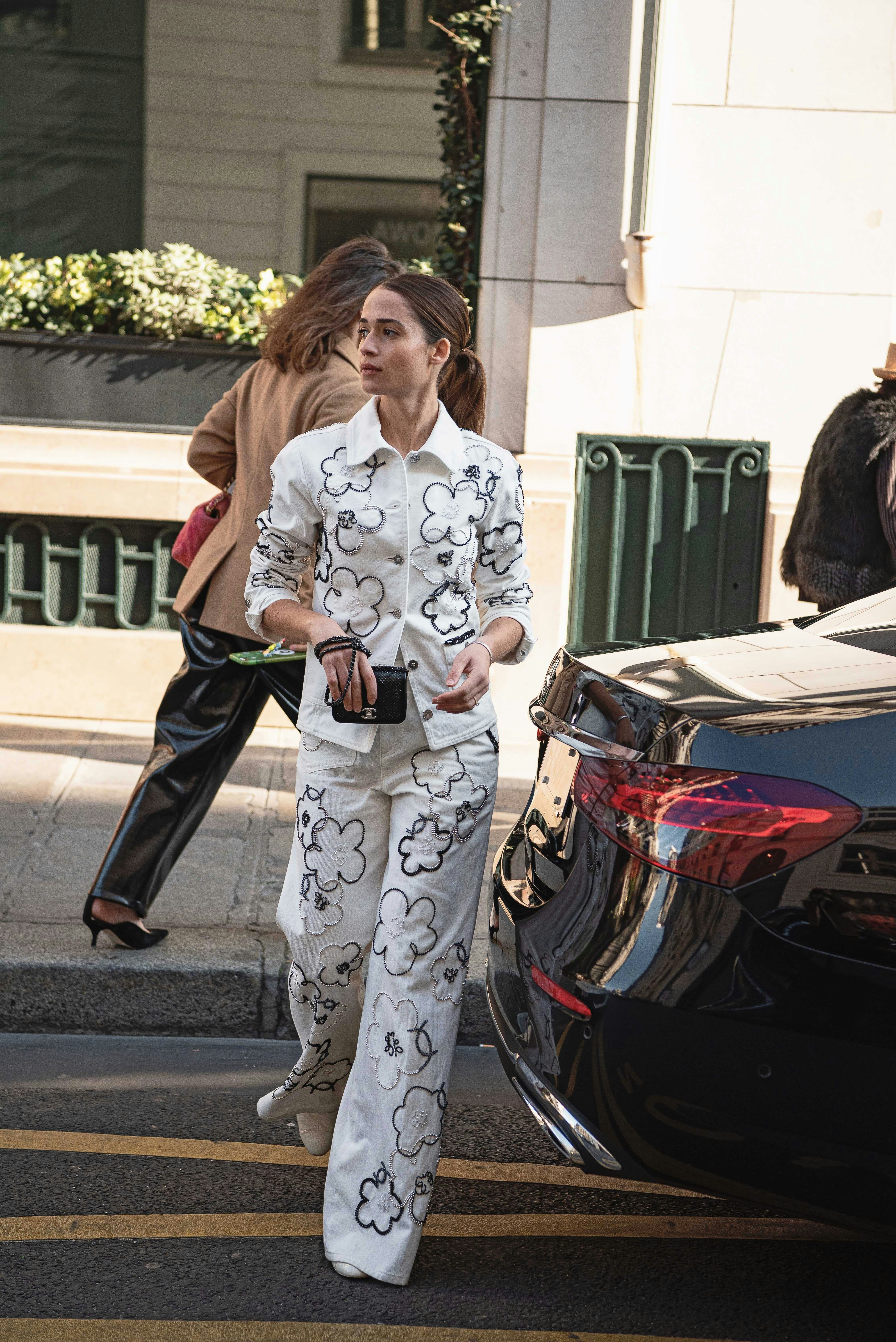 Niv Sultan Wore Chanel’s Flower Power-Inspired Suit at Paris Fashion Week