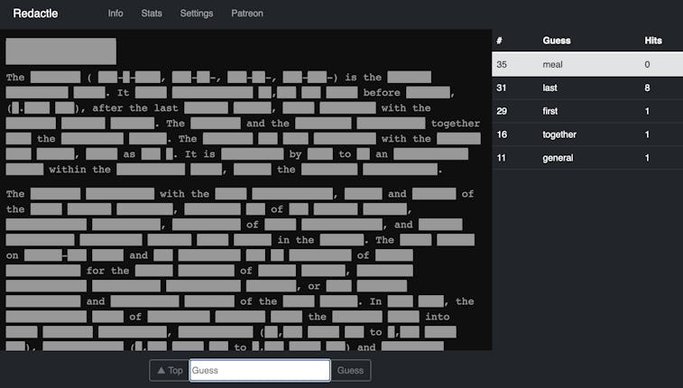 'Redactle' makes you guess the words from a redacted Wikipedia article