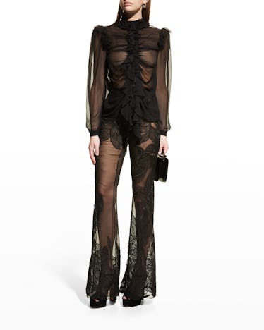 Hailey Bieber Wore Sheer Lace Pants For Date Night With Justin Bieber