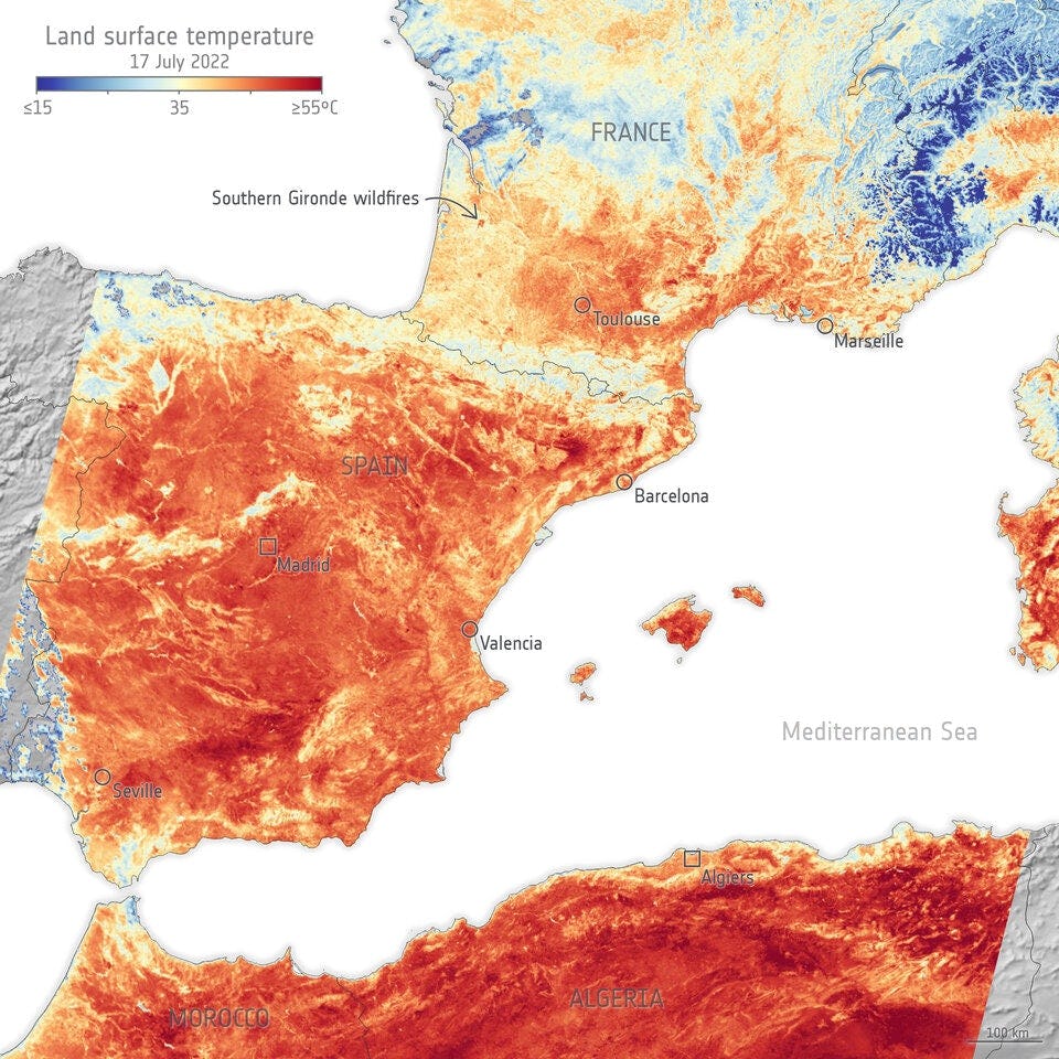 Europe heat wave: 7 maps show the crisis from space