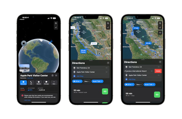 How to add multiple stops in Apple Maps with iOS 16
