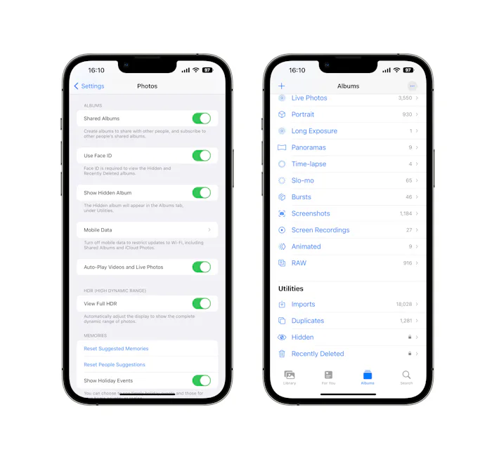 How to lock your iPhone's hidden photos album in iOS 16