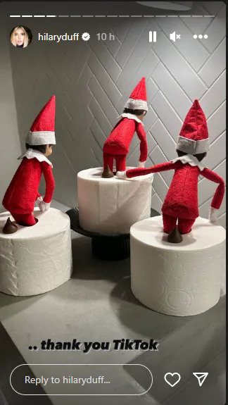 Hilary Duff Shares Funny Elf On The Shelf Idea She Got From TikTok