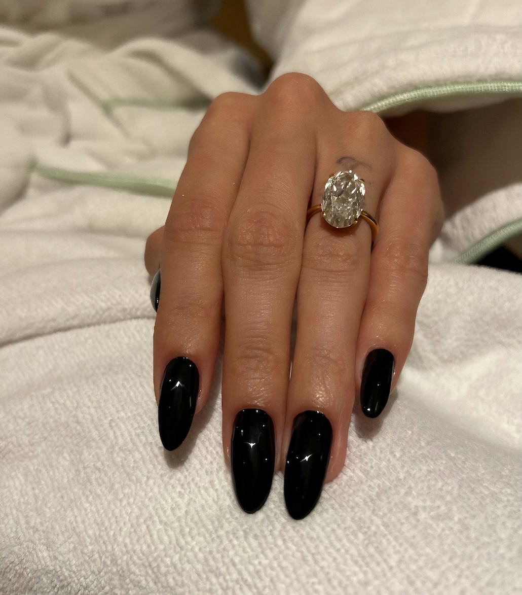 Hailey Bieber's Black Nails Mark The End Of Her "Glazed Donut" Era