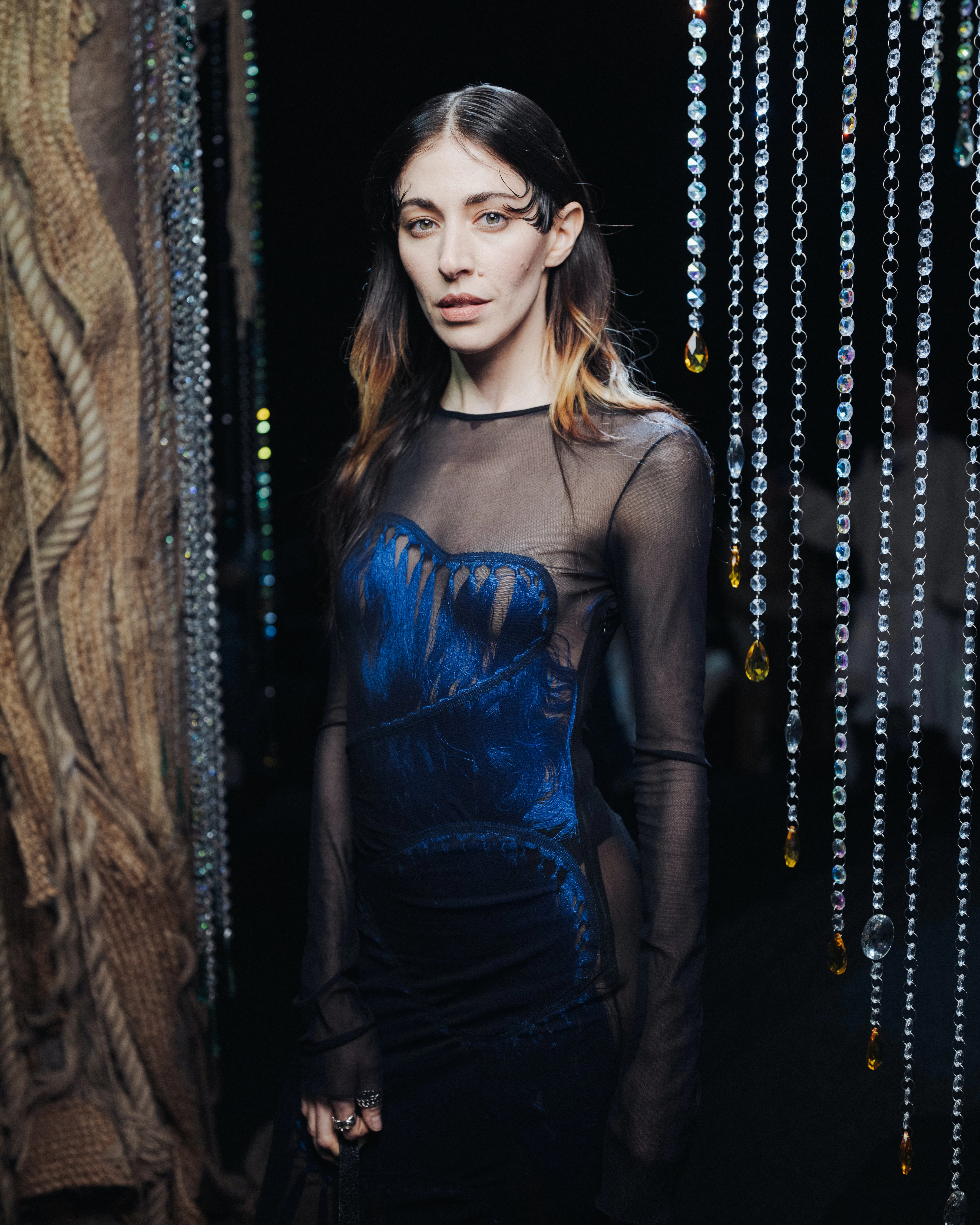Caroline Polachek Takes Paris Fashion Week in a Sheer, Hairy Dress